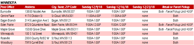 REVISED Extended Sunday Hours in Minnesota This Holiday Season ...