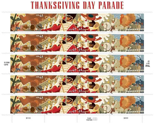 Thanksgiving Day Parade Featured on Stamps
